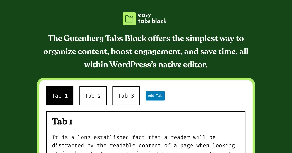 Easy Tabs Block - The Easiest Way to Add Tabs in WordPress.